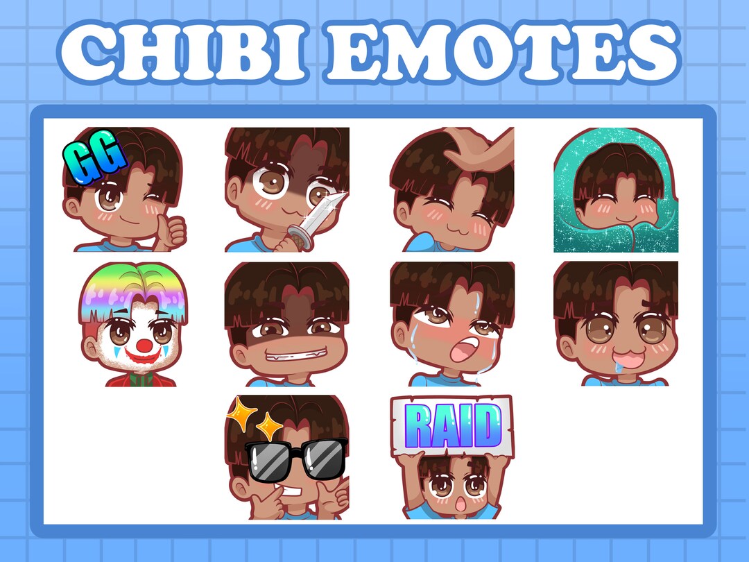 10 + 1 Twitch Emotes - Cute Male Twitch Emotes - Short Hair - Black Guy ...
