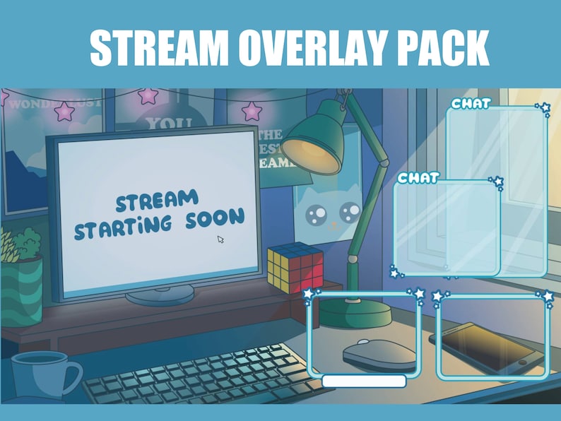 Stream Overlay Pack - Cozy Lo Fi Workspace - Animated - Etsy
