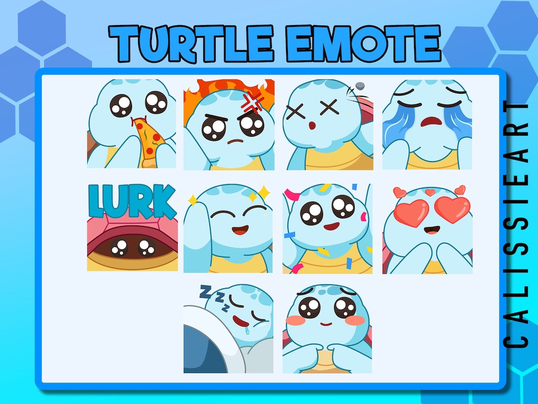 10 Twitch Emotes - Cute Blue Turtle Emotes - Turtle Emotes - Discord ...