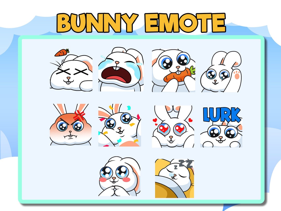 10 Twitch Emotes Cute Bunny Emotes Rabbit Emote Discord Emotes Emote ...