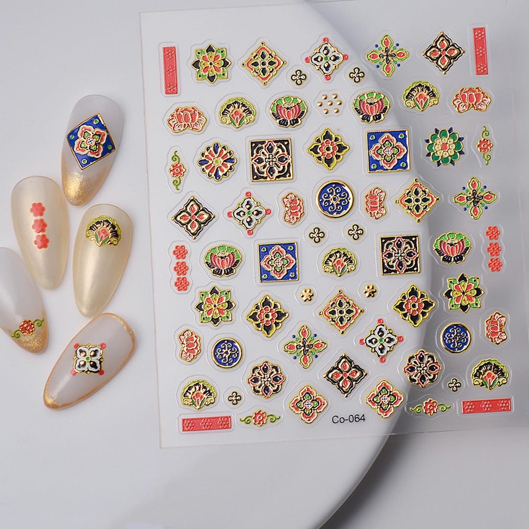 3D Bohemian Style Stickers Set, Hologram Buccilati Decal, Nail Glamour ...