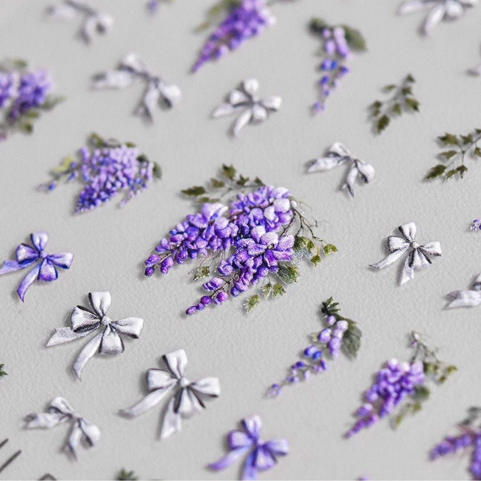 Wisteria Nail Stickers, Purple Flower Decals, Floral Nail Design,spring ...