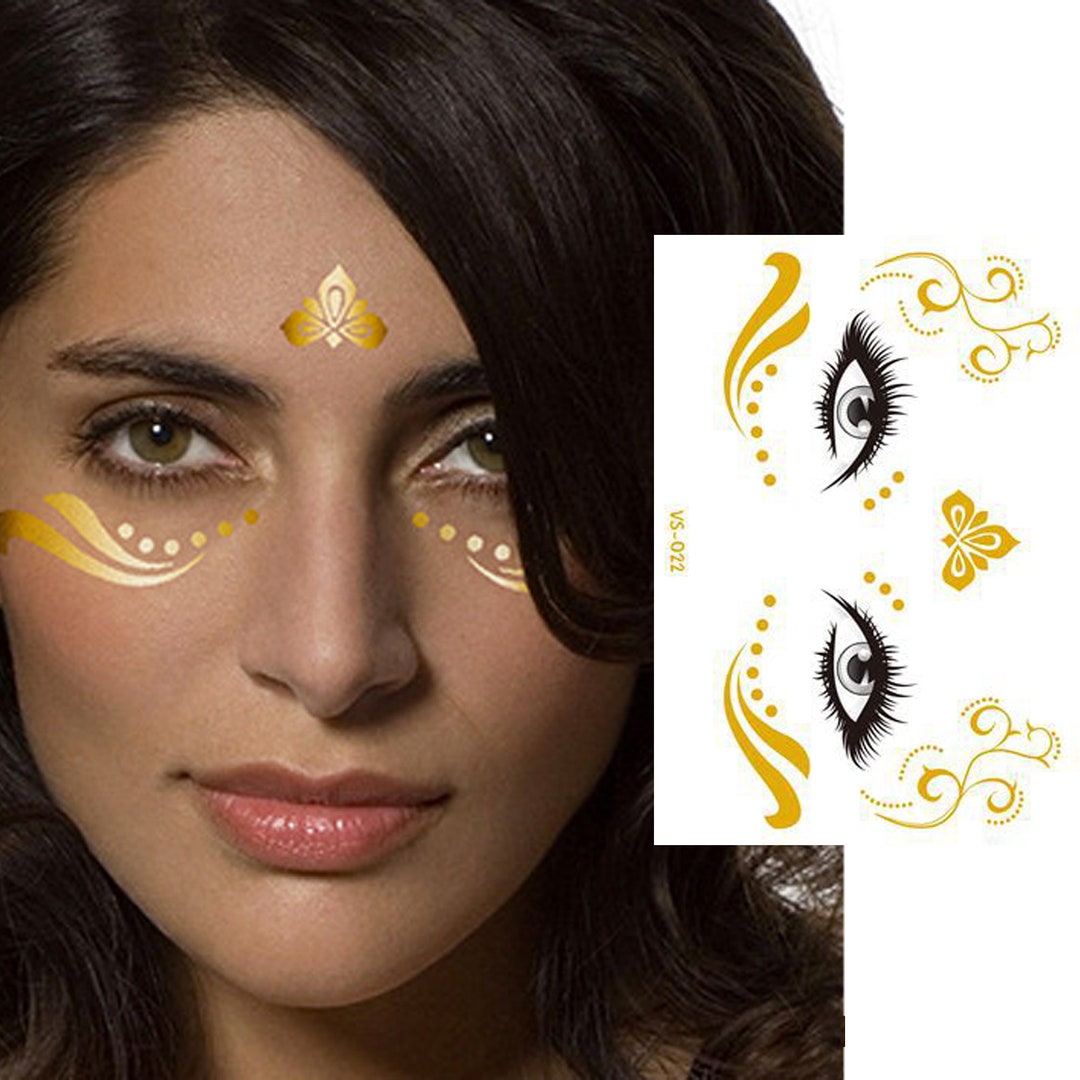 Gold Freckles Temporary Face Tattoos, Gold Flower Stickers for Parties ...