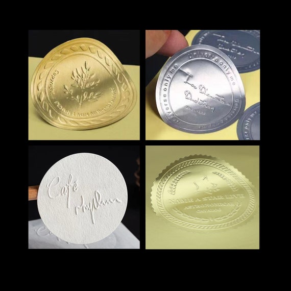 Custom Embossed Sticker/gold Silver White Raised Metallic - Etsy UK