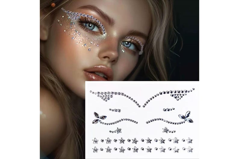 Crystal Star Face Gems Stickers, Self-adhesive Rhinestone Face Jewels ...