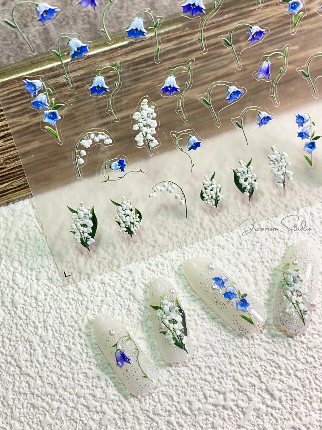 3D Lily-of-the-valley Nail Sticker Spring Floral Nail Decals Self ...