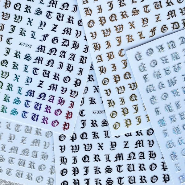 Old English Font Nail Decal - Etsy