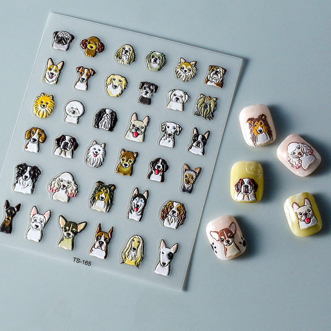 Cute Dog Nail Stickers, Trendy 3D Pet Nail Decals for DIY Manicures ...
