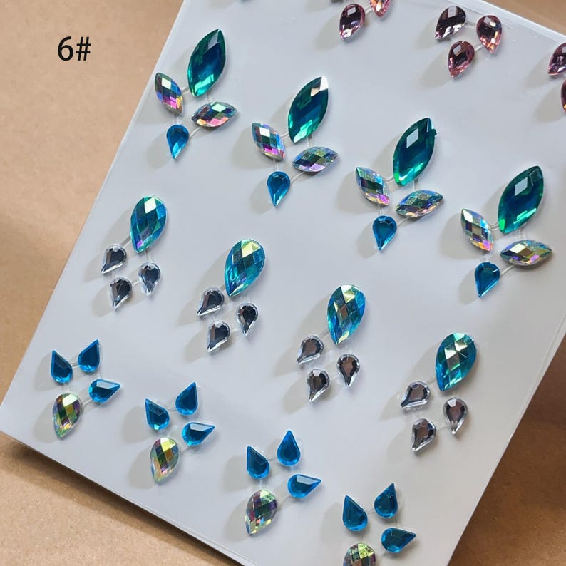 Red/ Blue Face Gems Jewels, Face Rhinestone Round/waterdrop/angel's ...