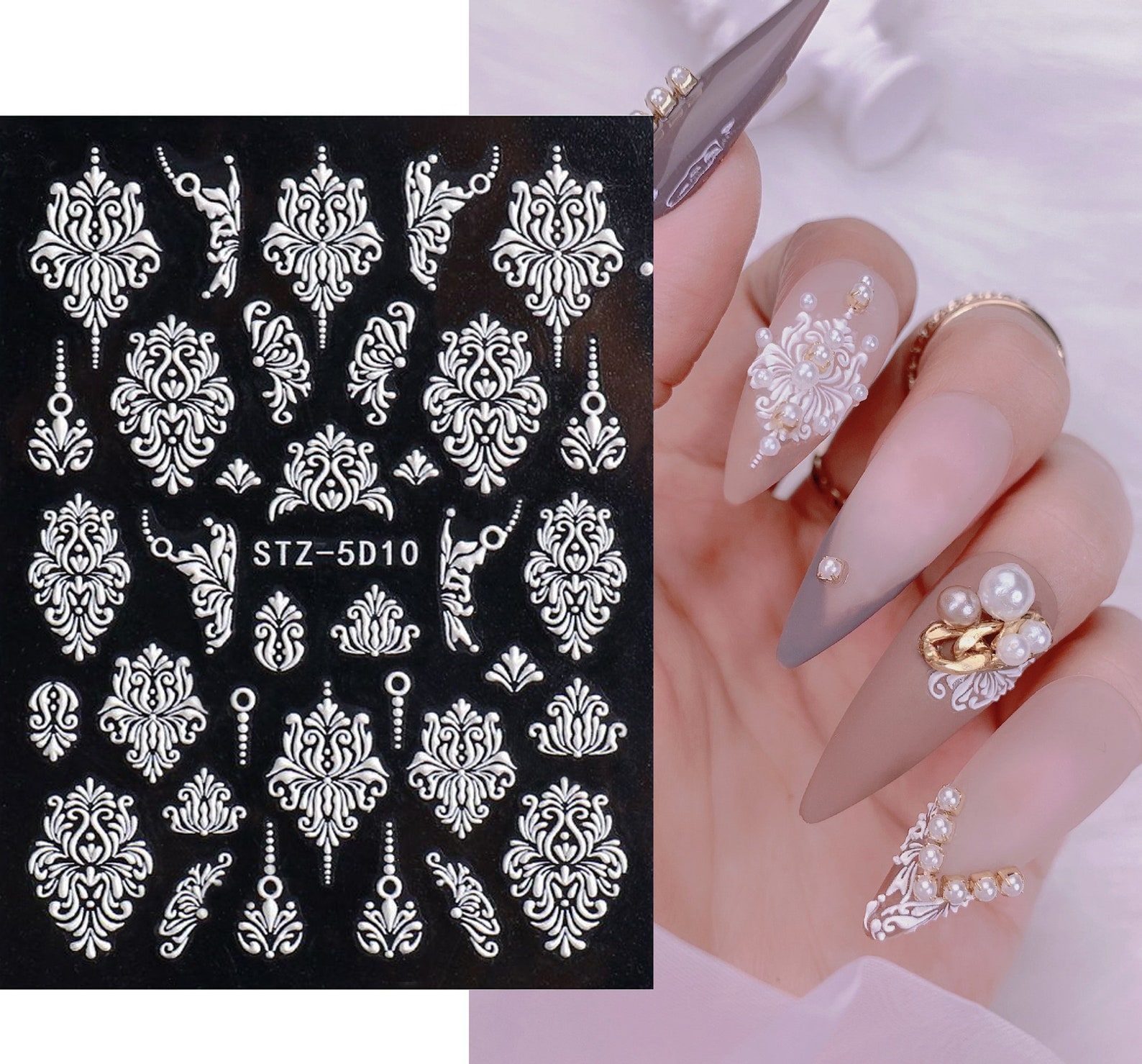 3D Lace Nail Art Stickers, White Flower Nail Design Wedding Decals - Etsy