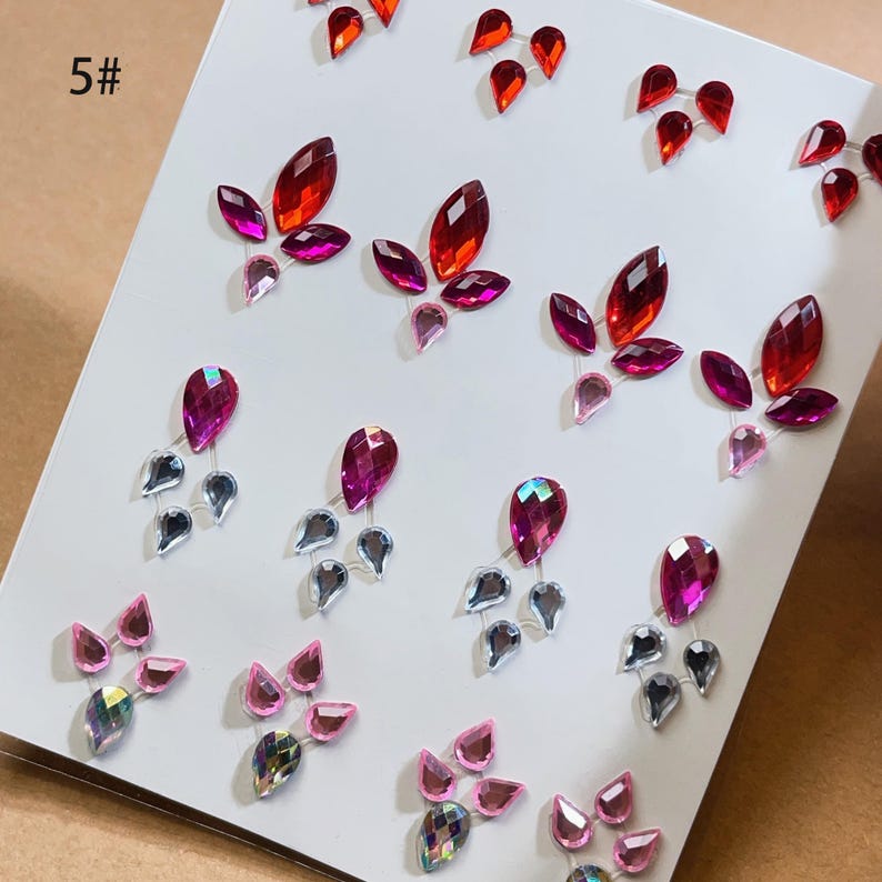 Red/ Blue Face Gems Jewels, Face Rhinestone Round/waterdrop/angel's ...