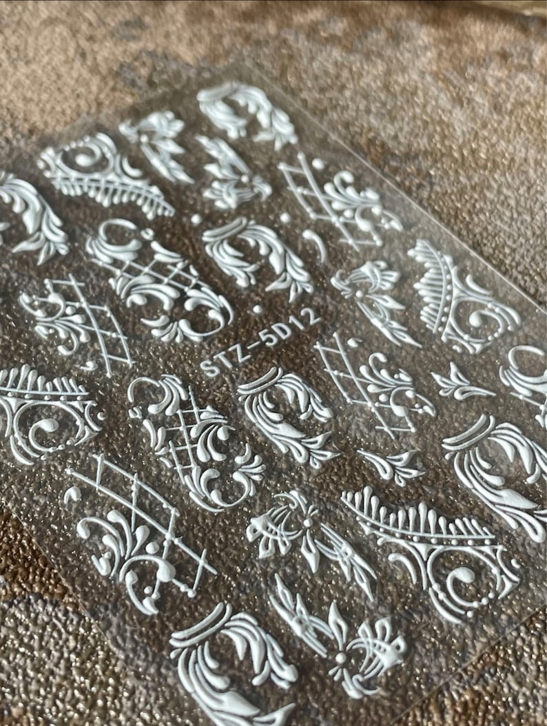 5D Nail Stickers Lace Stickers Elegant Embossed Flower - Etsy