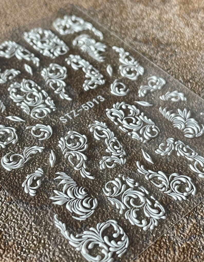 5D Nail Stickers Lace Stickers Elegant Embossed Flower - Etsy