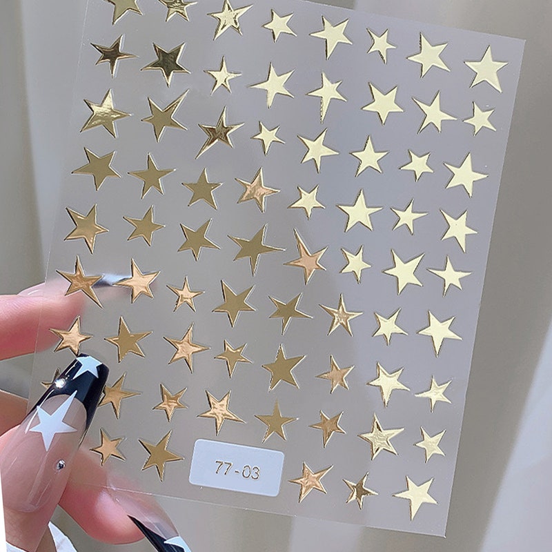 Gold Silver Nail Stickers - Etsy UK