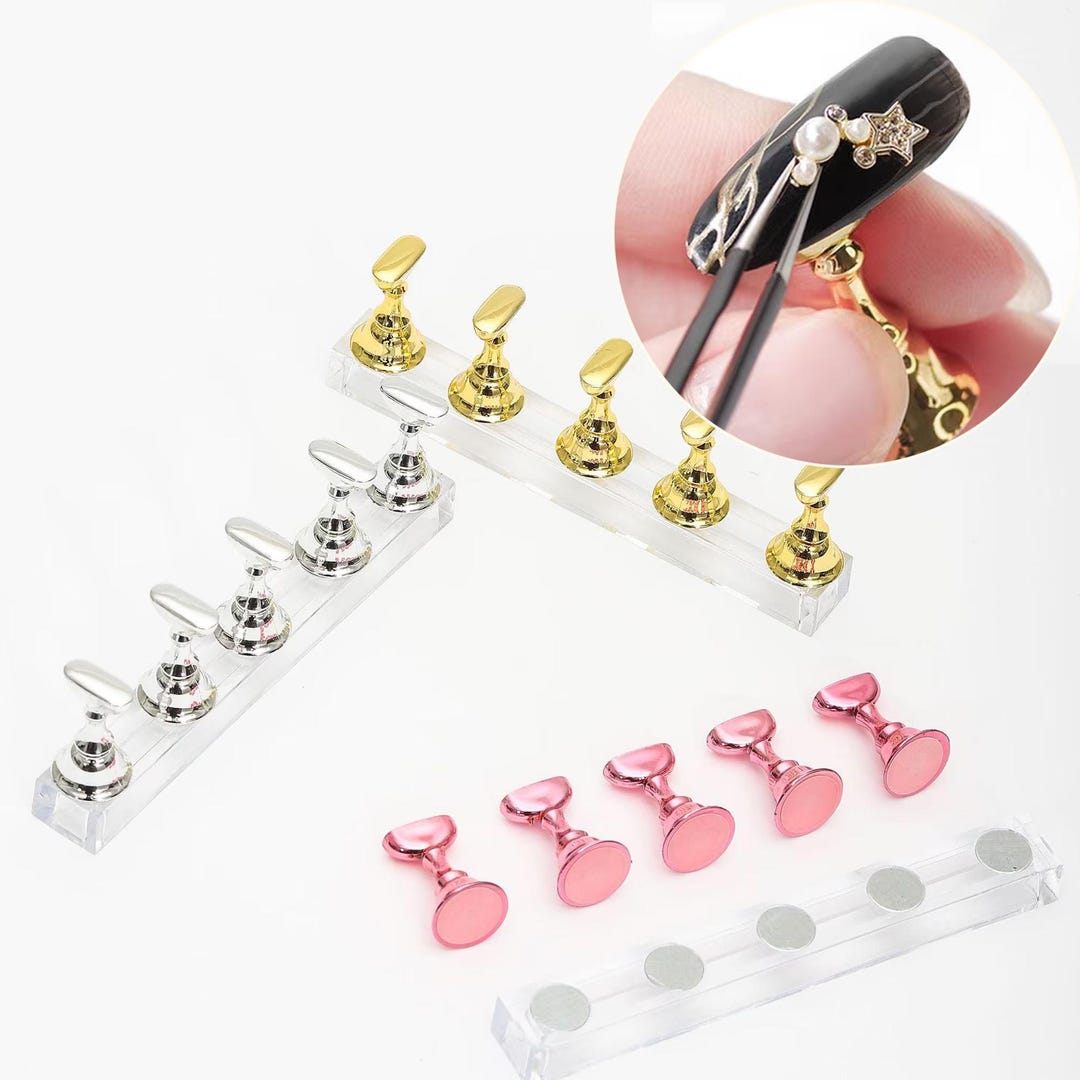 5pcs False Nail Holder/magnetic Manicure Stand/blank Nail Clear Showing ...