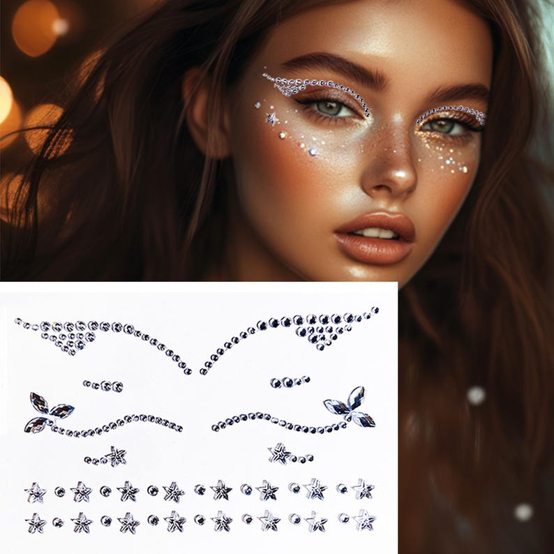 Crystal Star Face Gems Stickers, Self-adhesive Rhinestone Face Jewels ...
