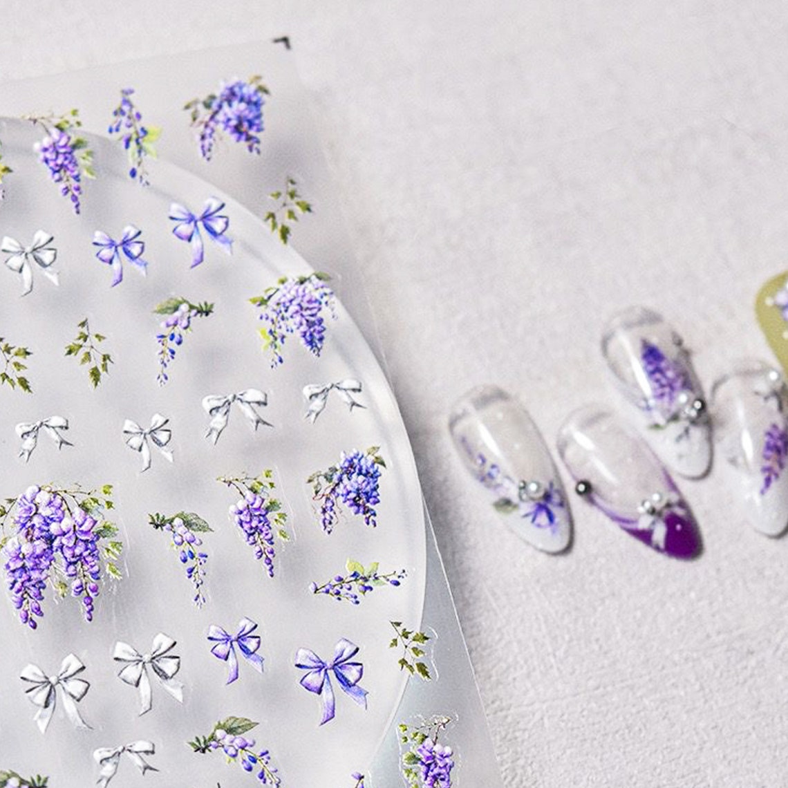 Wisteria Nail Stickers, Purple Flower Decals, Floral Nail Design,spring ...
