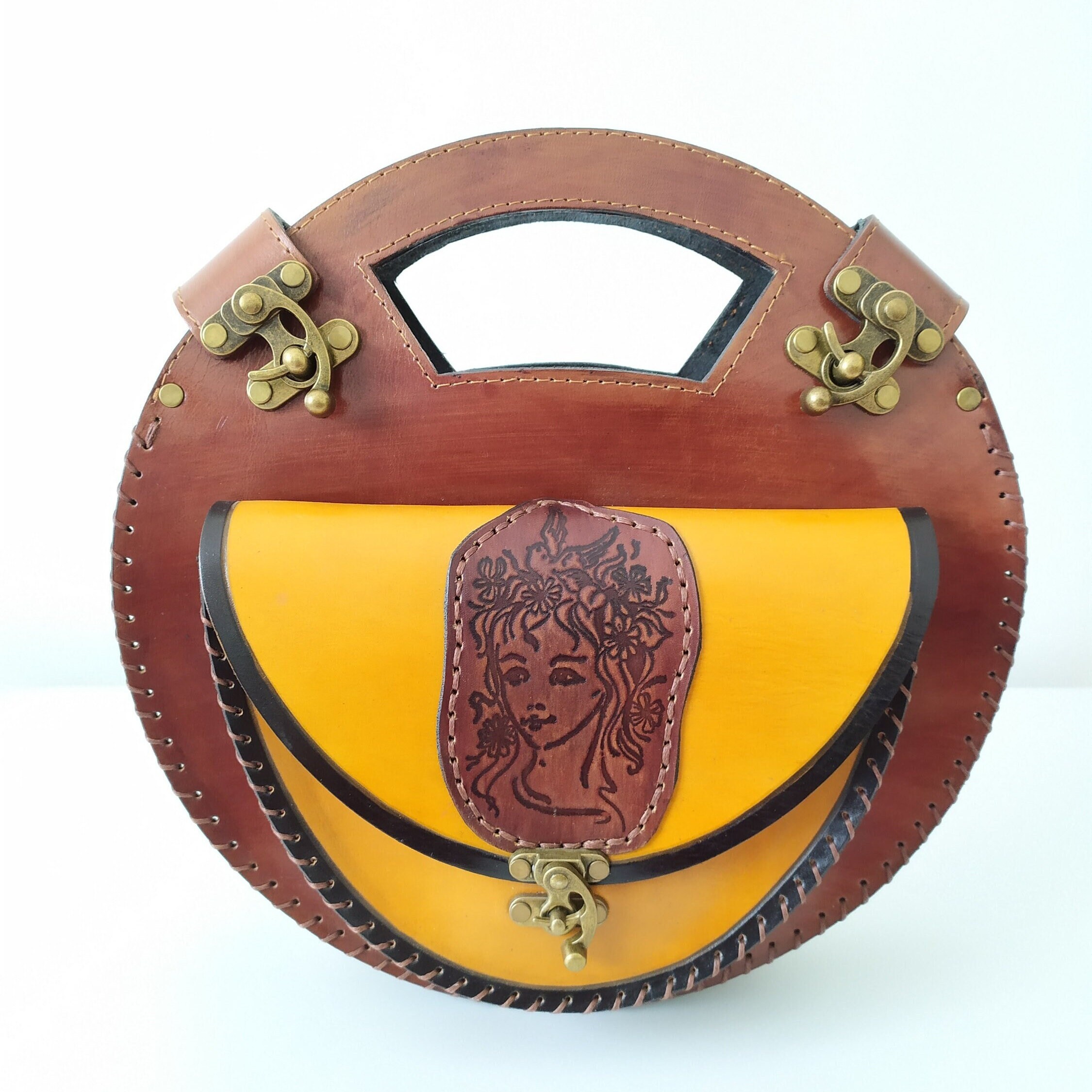 Circle Bag Stylish Handmade Bag for Women Classic Round - Etsy