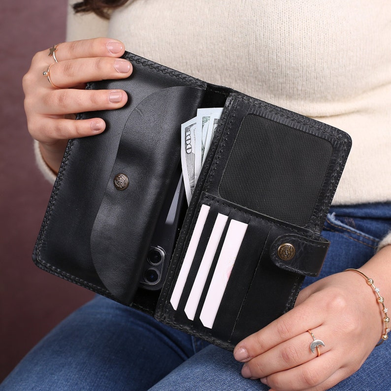 Handmade Genuine Leather Large Ladies Long Leather Wallet Have - Etsy