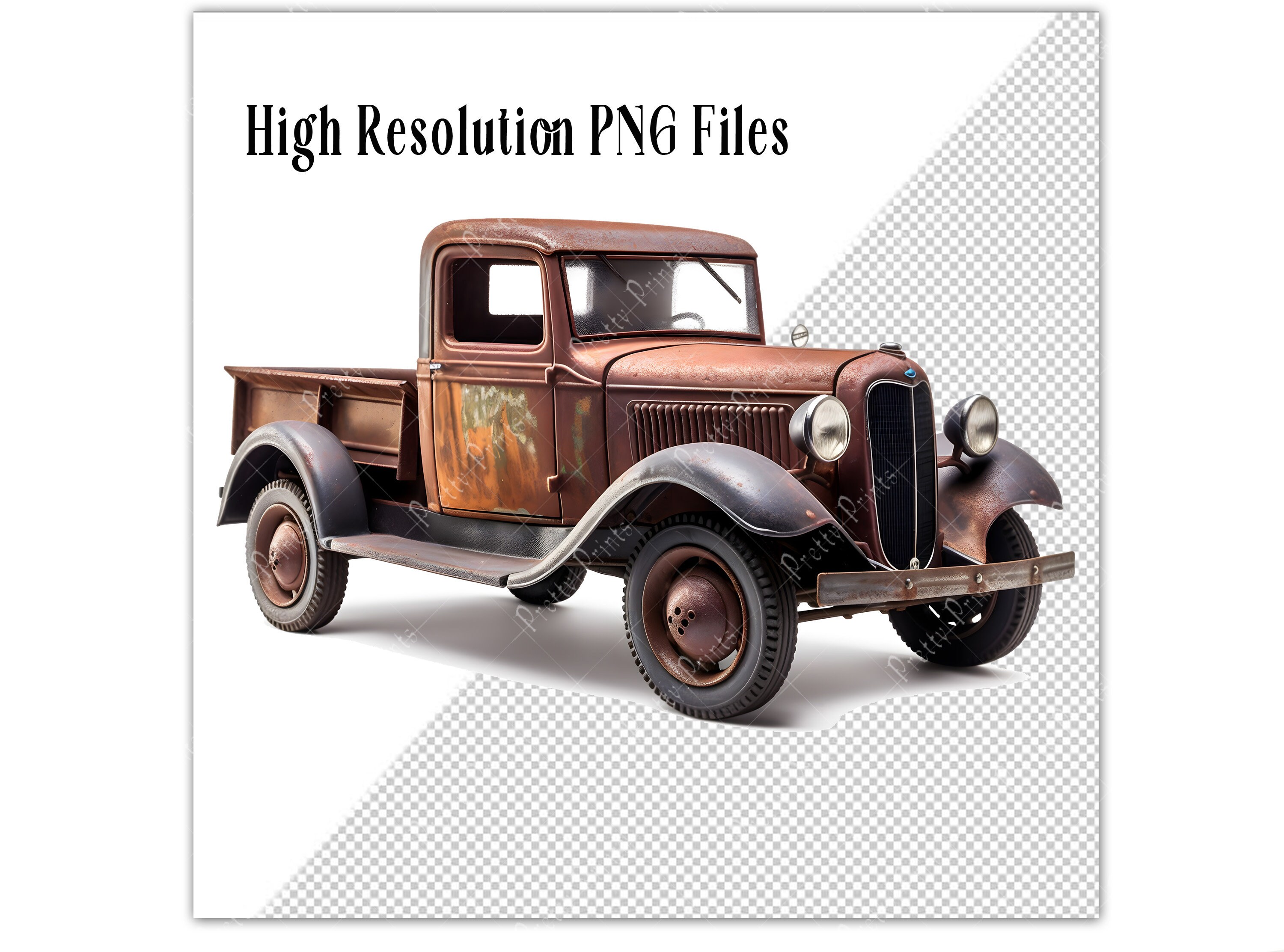 Vintage Pickup Truck Clip Art: Digital Images for Cards, Invitations ...