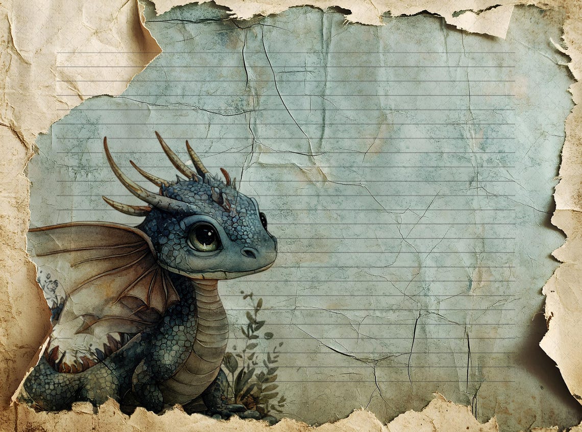 Fantasy Dragon Junk Journal Paper: Bohemian Scrapbook Pages (digital ...