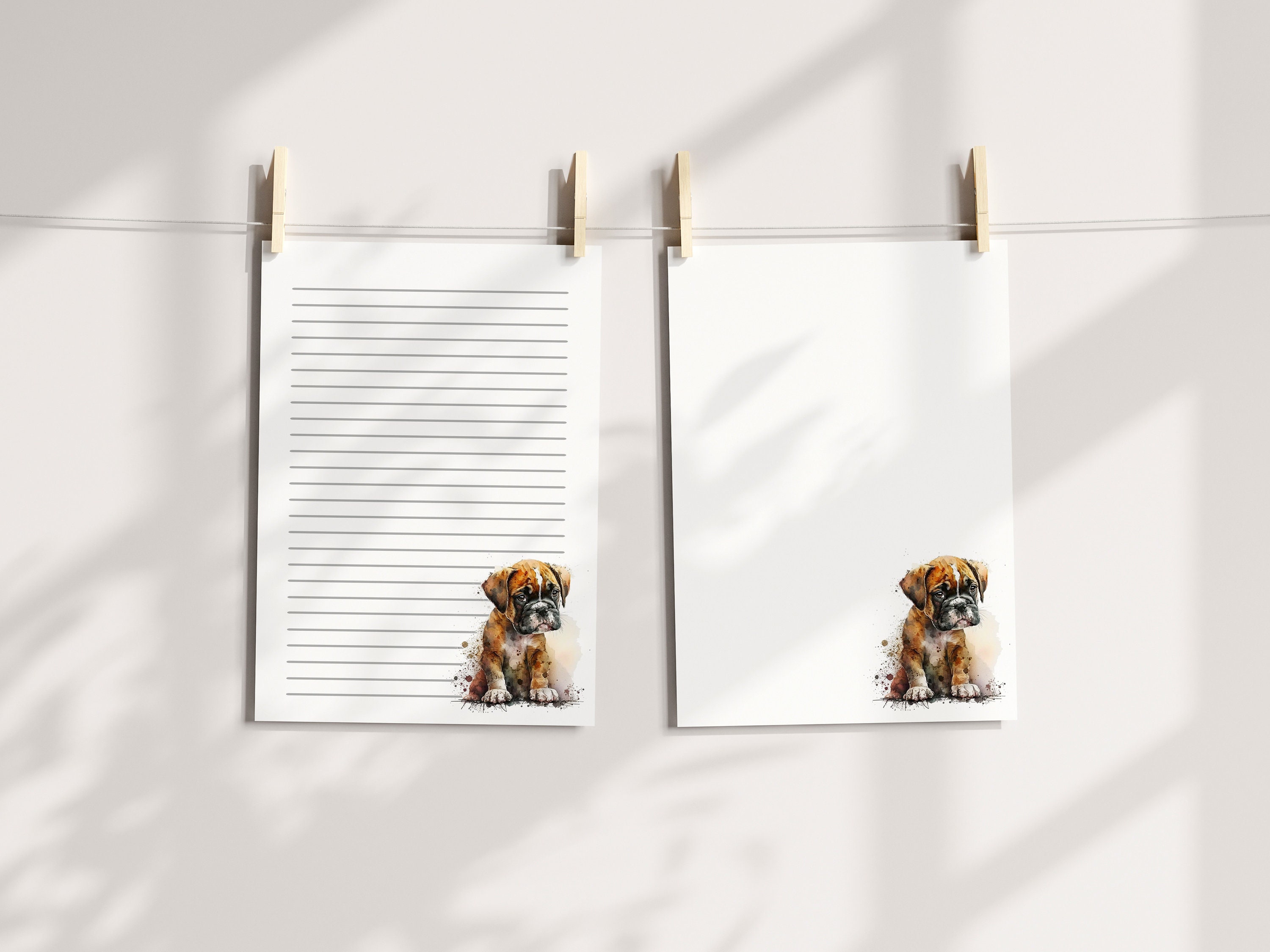 Printable Boxer Stationery Adorable Puppy Prints for Dog Lovers Writing ...