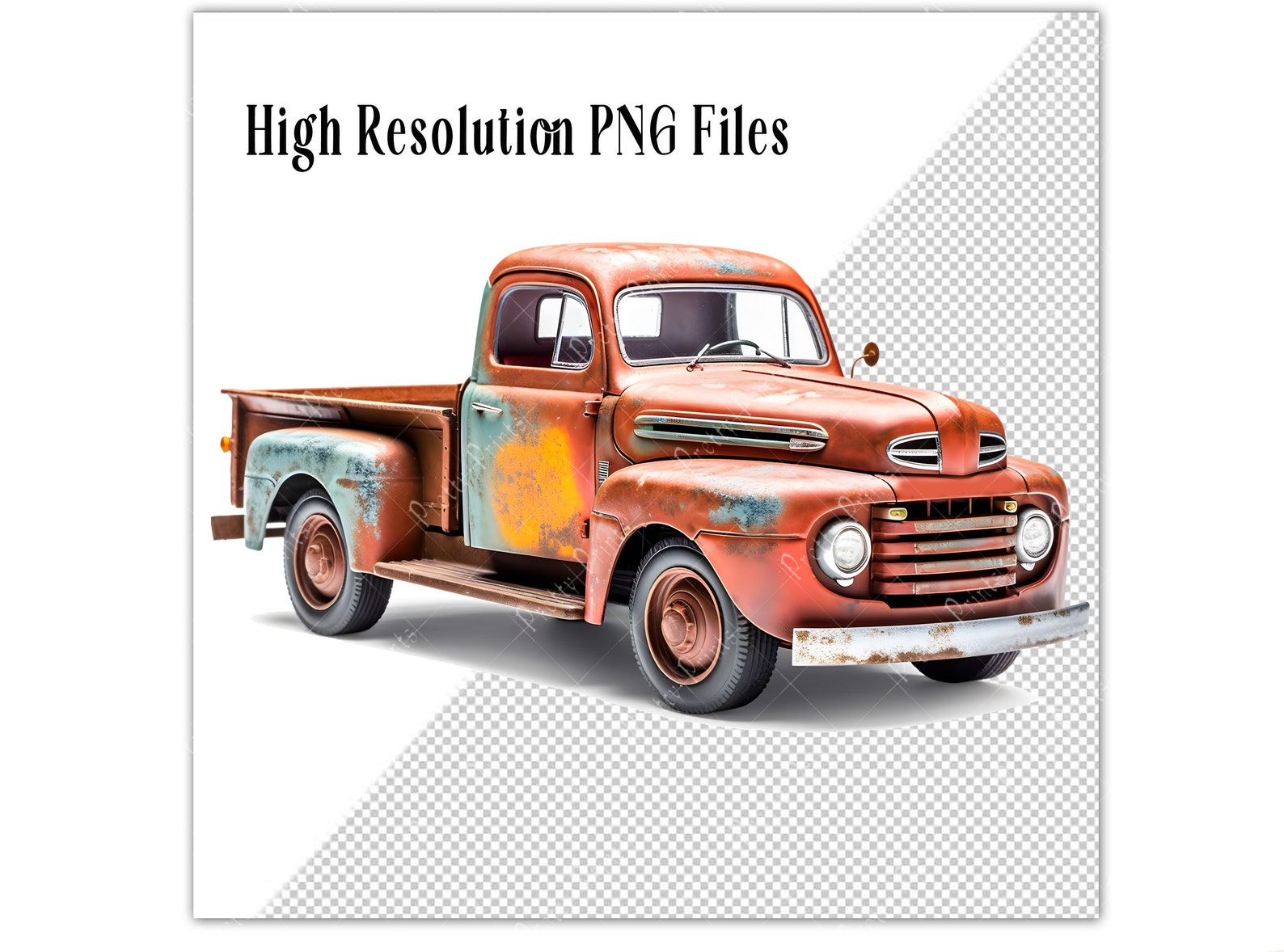 Vintage Pickup Truck Clip Art: Digital Images for Cards - Etsy