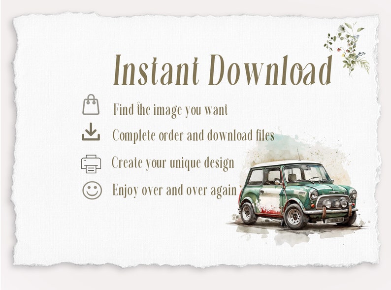 Classic Mini Cooper Clip Art: Digital Images for Cards - Etsy