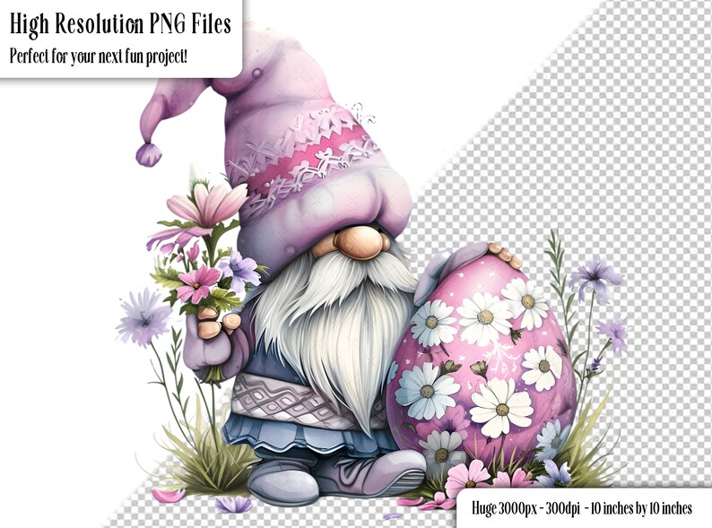 10 Colorful Easter Gnome PNG Clip Art Bundle, Instant Digital Download ...