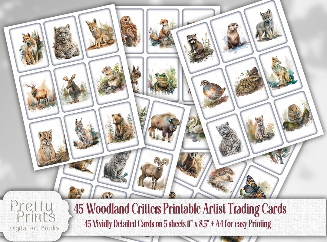 Woodland Animals 45 Artist Trading Card, Digital Download, Wild ...