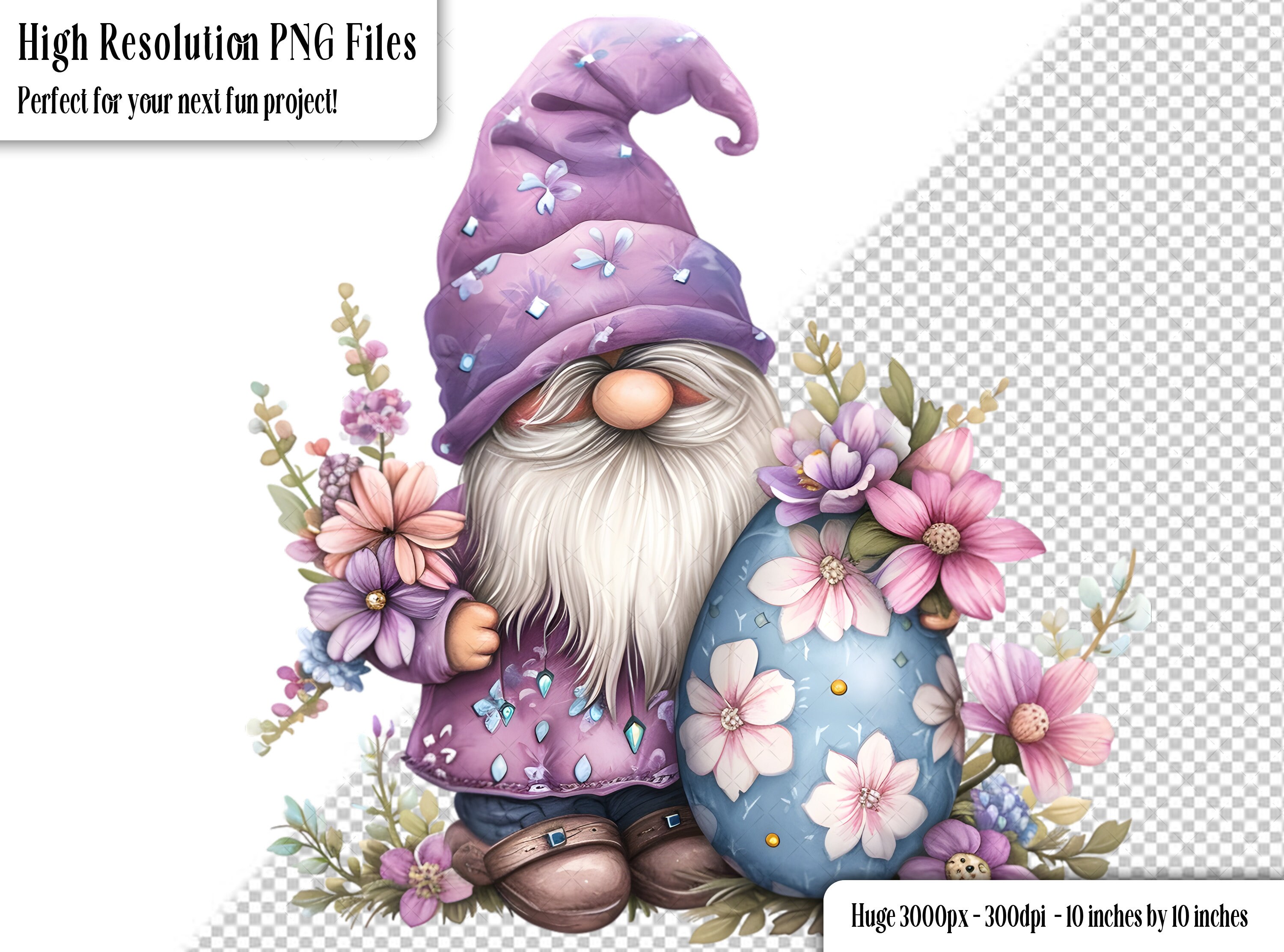 10 Springtime Easter Gnome PNG Clip Art Bundle, Instant Digital ...