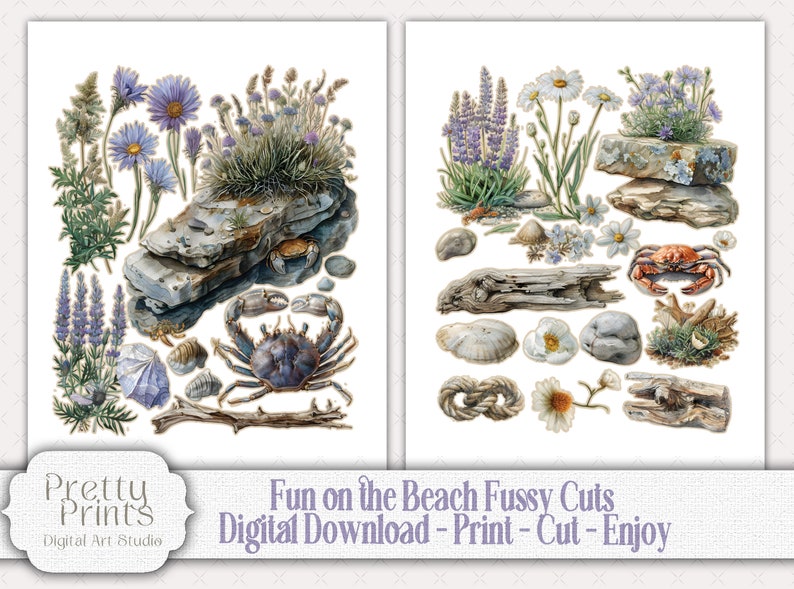 Coastal Beach Ephemera: Seaside Fussy Cut - by the Sea Junk Journal ...