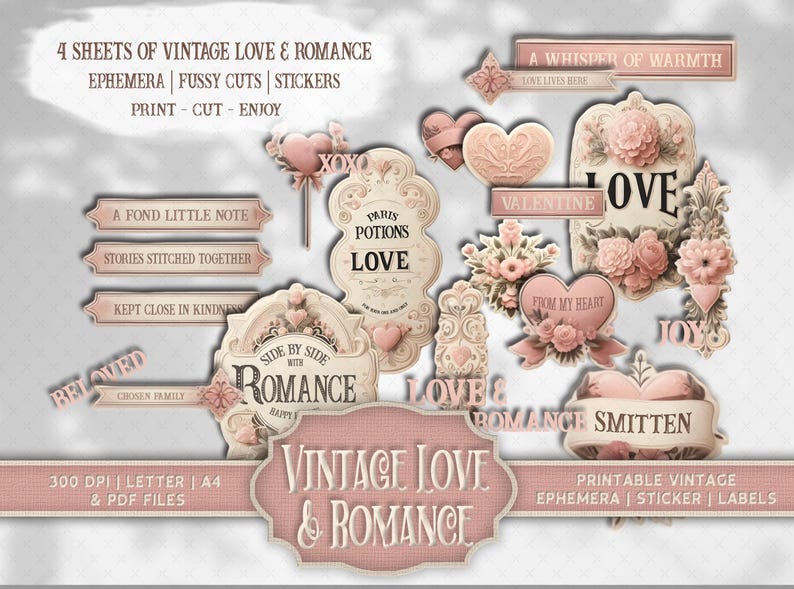 Love & Romance Ephemera: Printable Vintage Shabby Chic Labels, Fussy ...