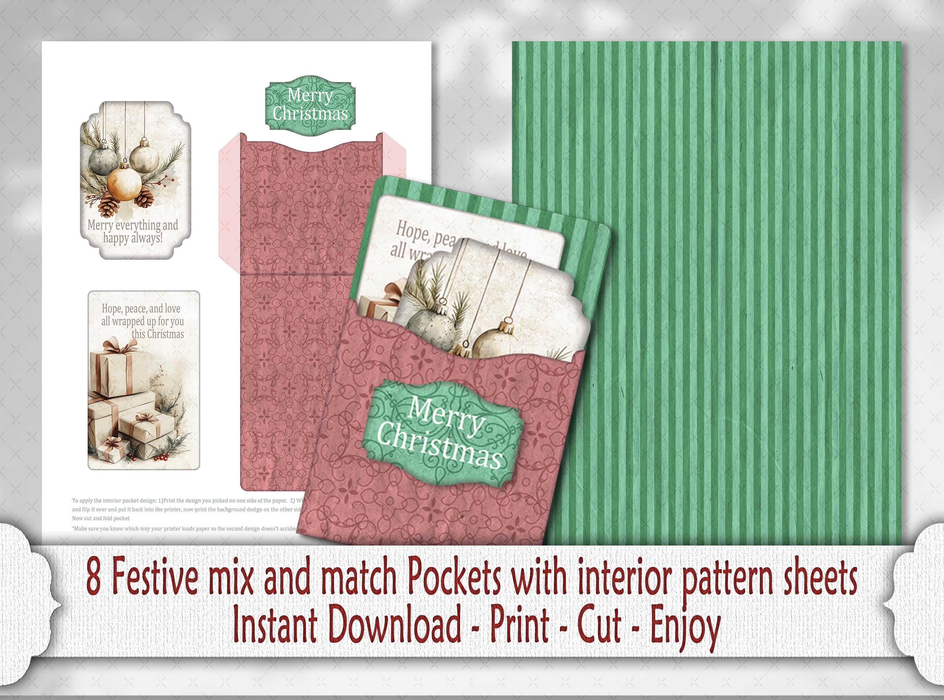 Christmas Pocket Pouches and Cards: Festive Junk Journal Printable ...