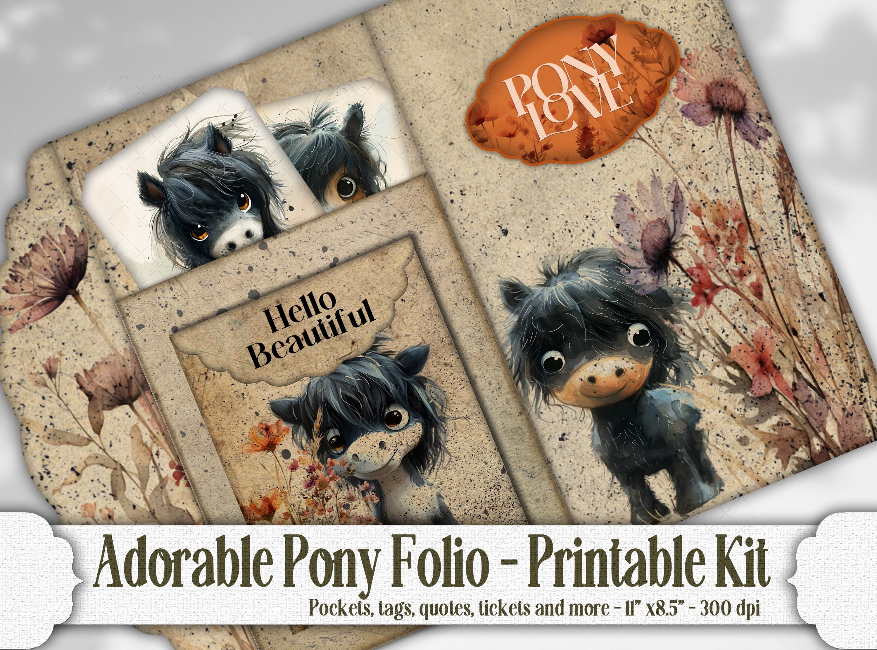 Shaggy Pony Junk Journal Folio Kit: Horse Lovers Printable Keepsake ...