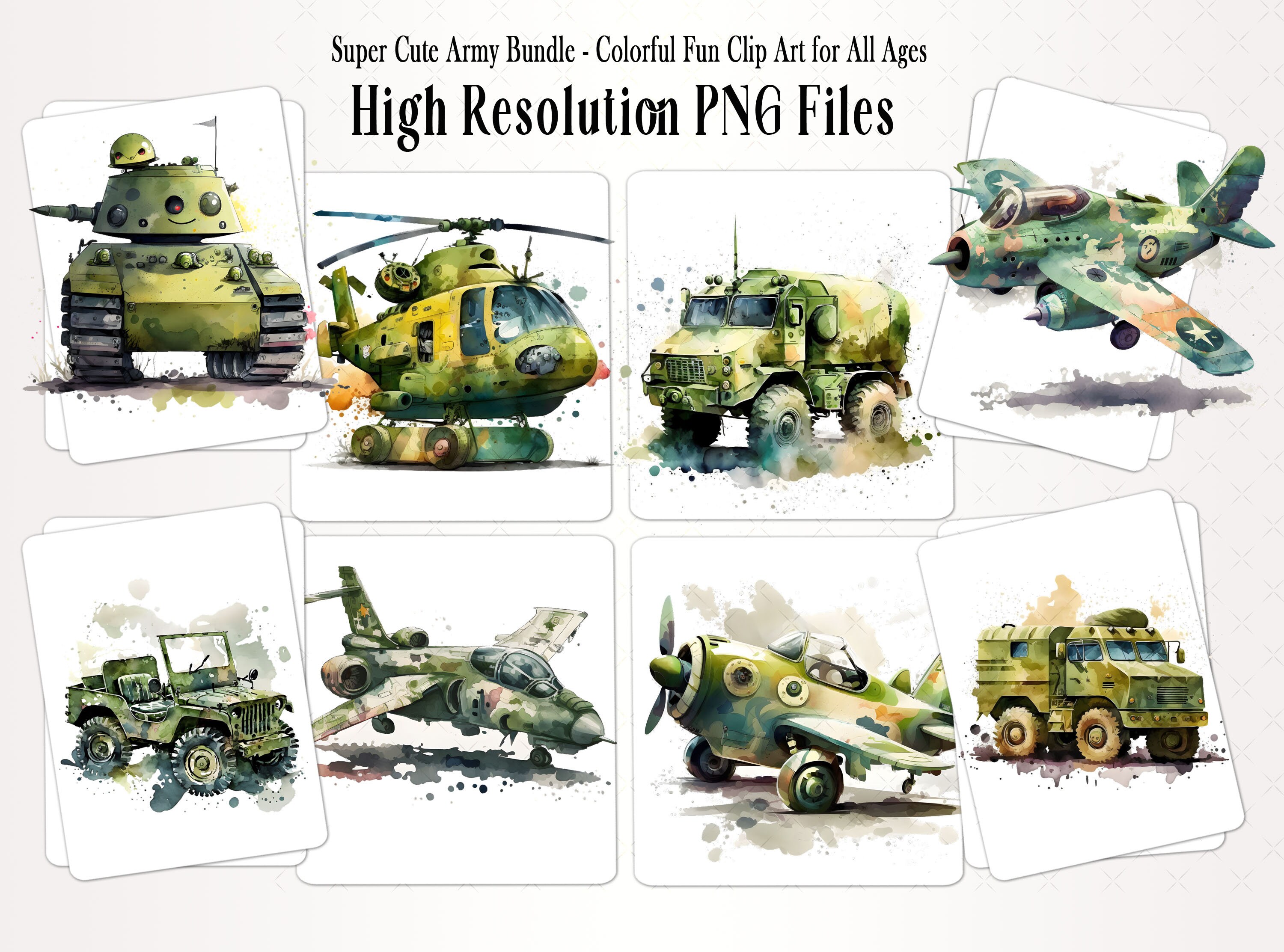 26 Cute Military PNG Illistrations Army Vehicle Clip Art Bundle, Cute ...