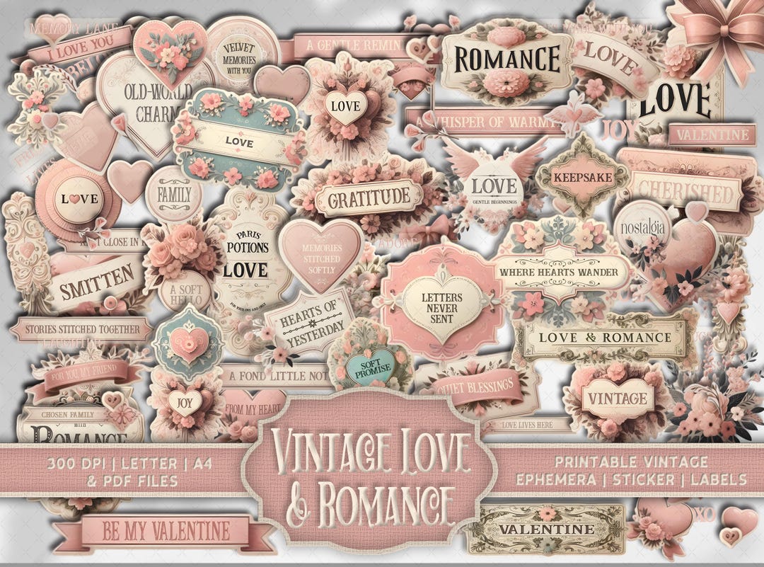 Love & Romance Ephemera: Printable Vintage Shabby Chic Labels, Fussy ...