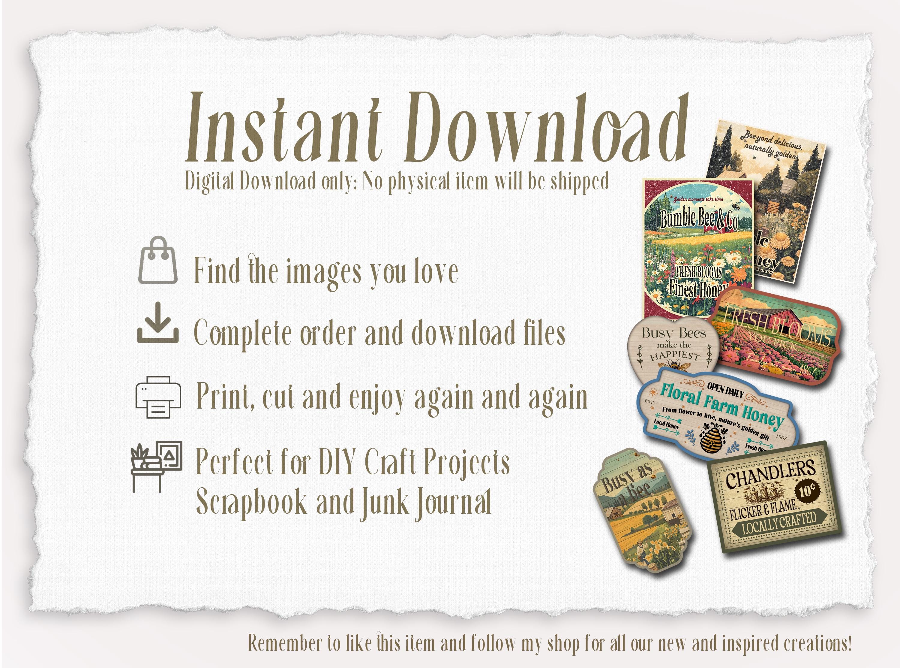 Bee Fussy Cut Signs & Labels: Retro Honey Ephemera Stickers | Junk ...