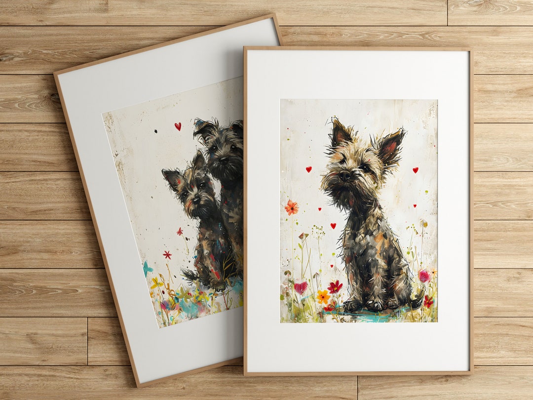 Scruffy Dog Colourful Puppy Chalk Wall Illustration, Printable Download ...