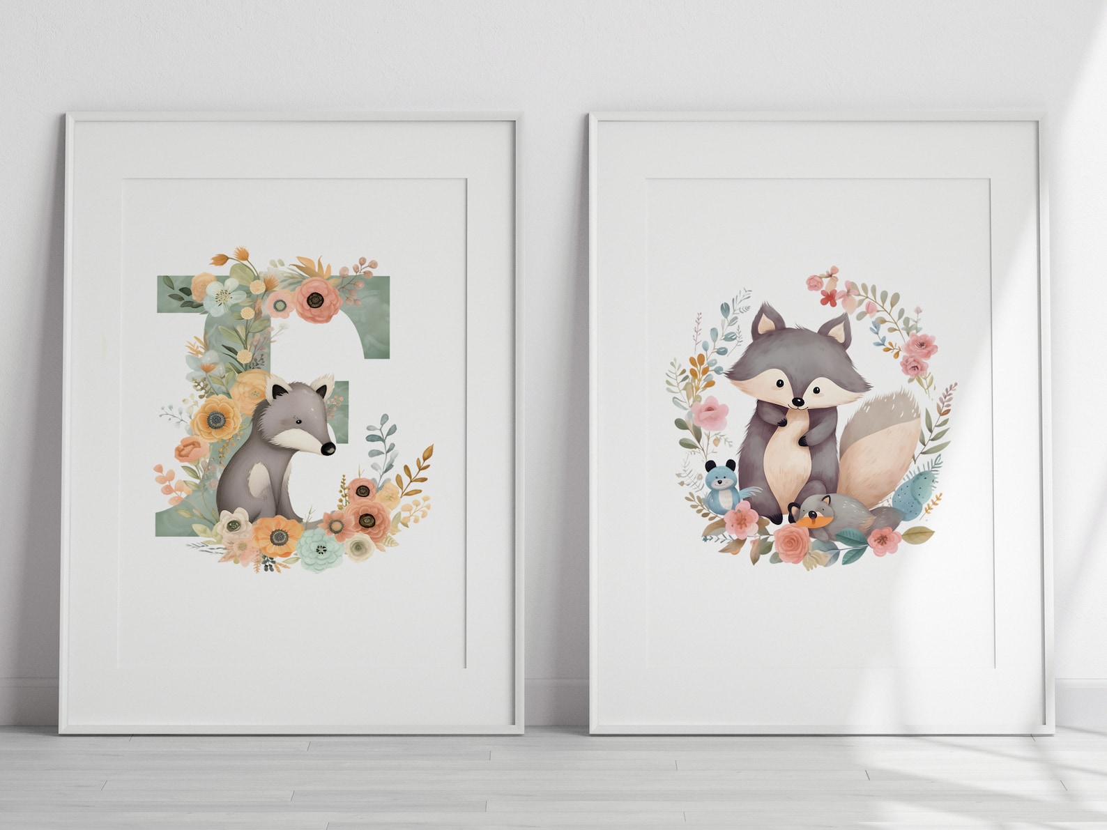 Woodland Friends Alphabet Floral Nursery ABC Prints, Download 26 ...