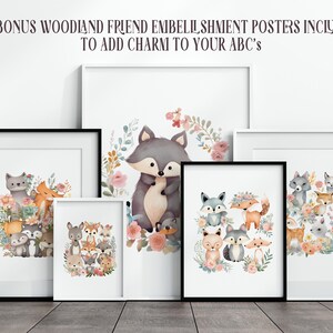 Woodland Friends Alphabet Floral Nursery ABC Prints, Download 26 ...
