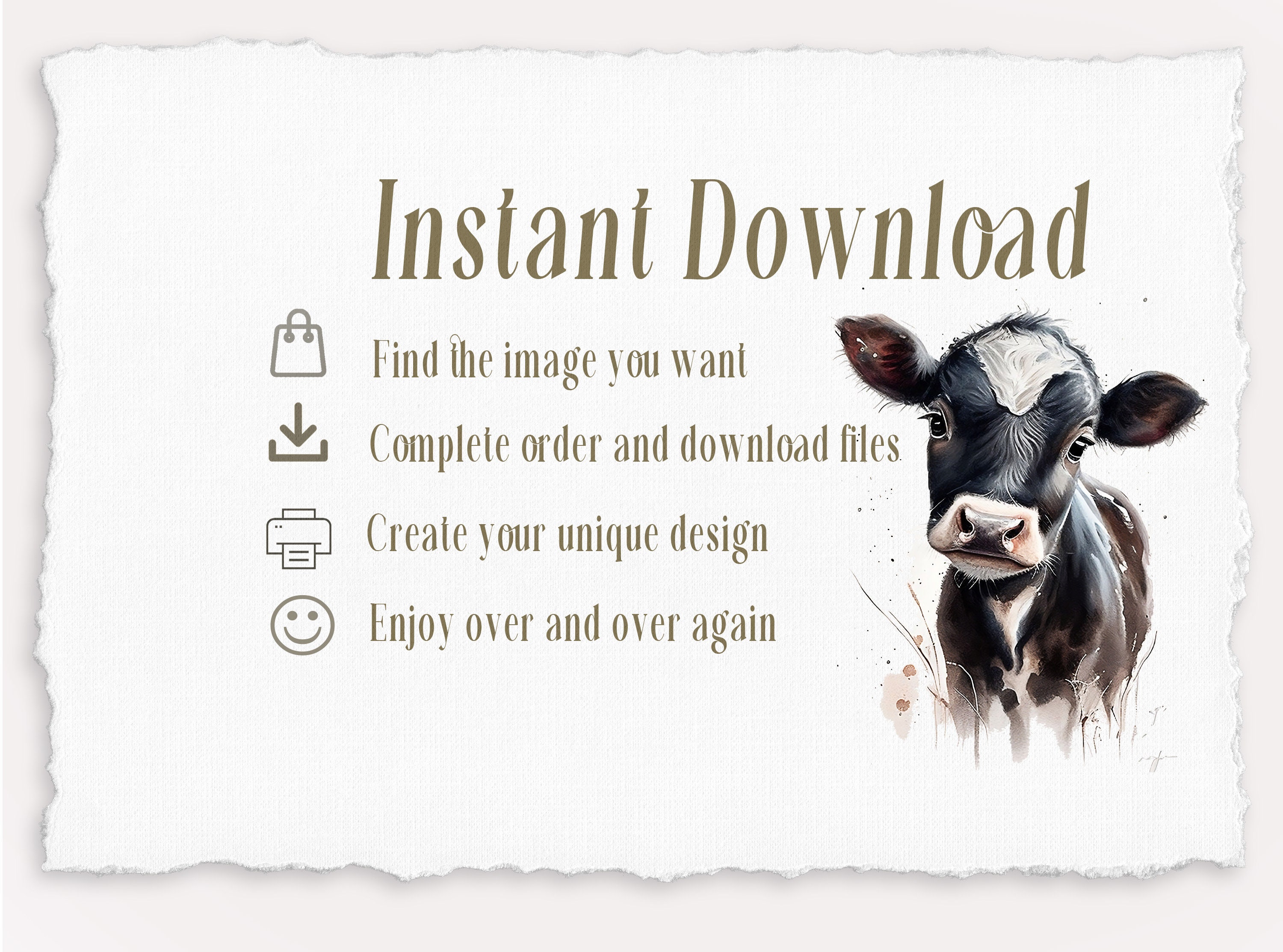 Farmyard Friends Cow Clip Art Watercolor Images for Cards - Etsy