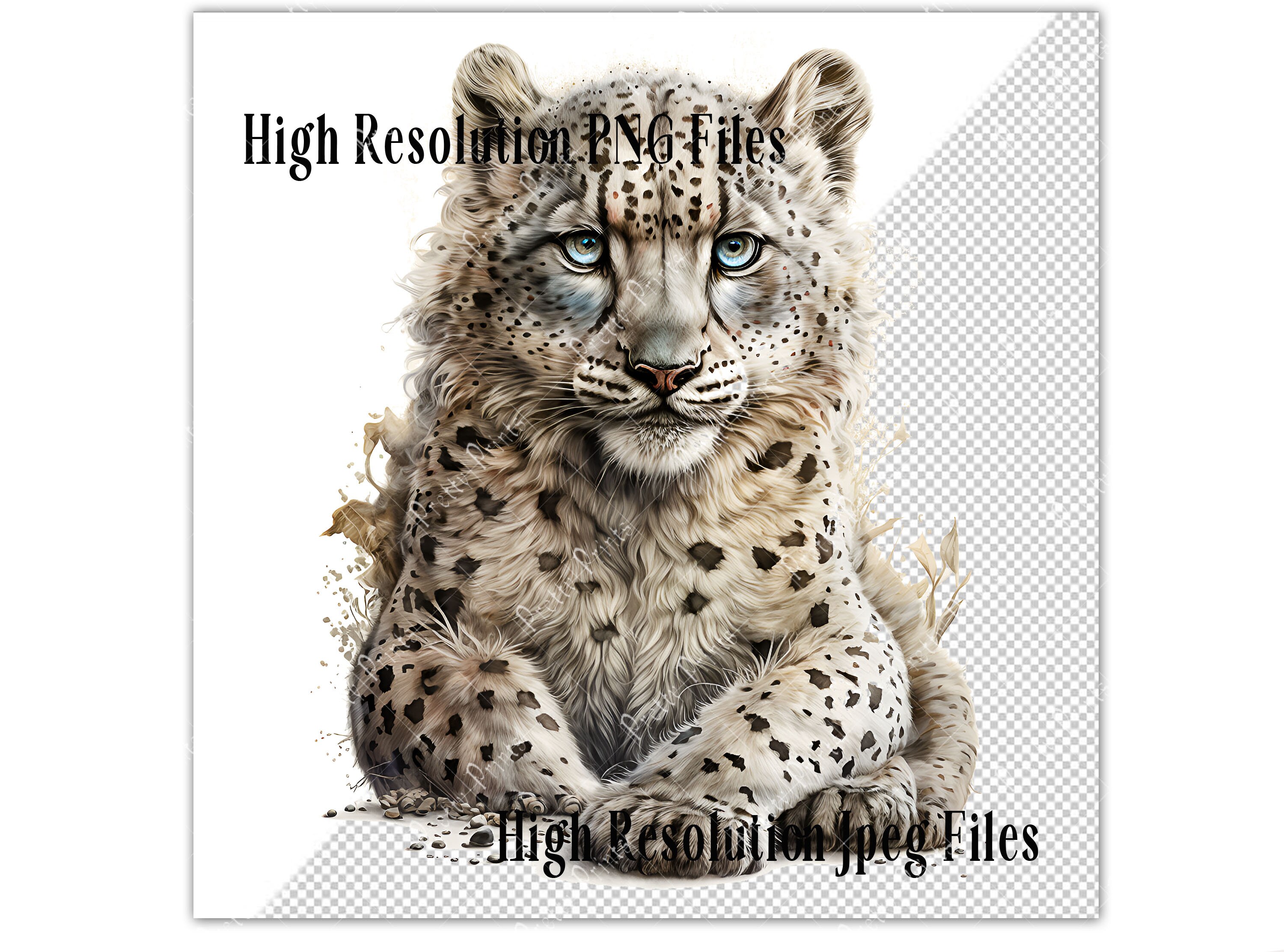 Snow Leopard Clip Art 300dpi Pngs, Card Making, Invitations, Prints ...