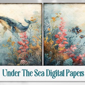 Under the Sea Digital Paper Ocean Life Journal Scrapbook Background ...
