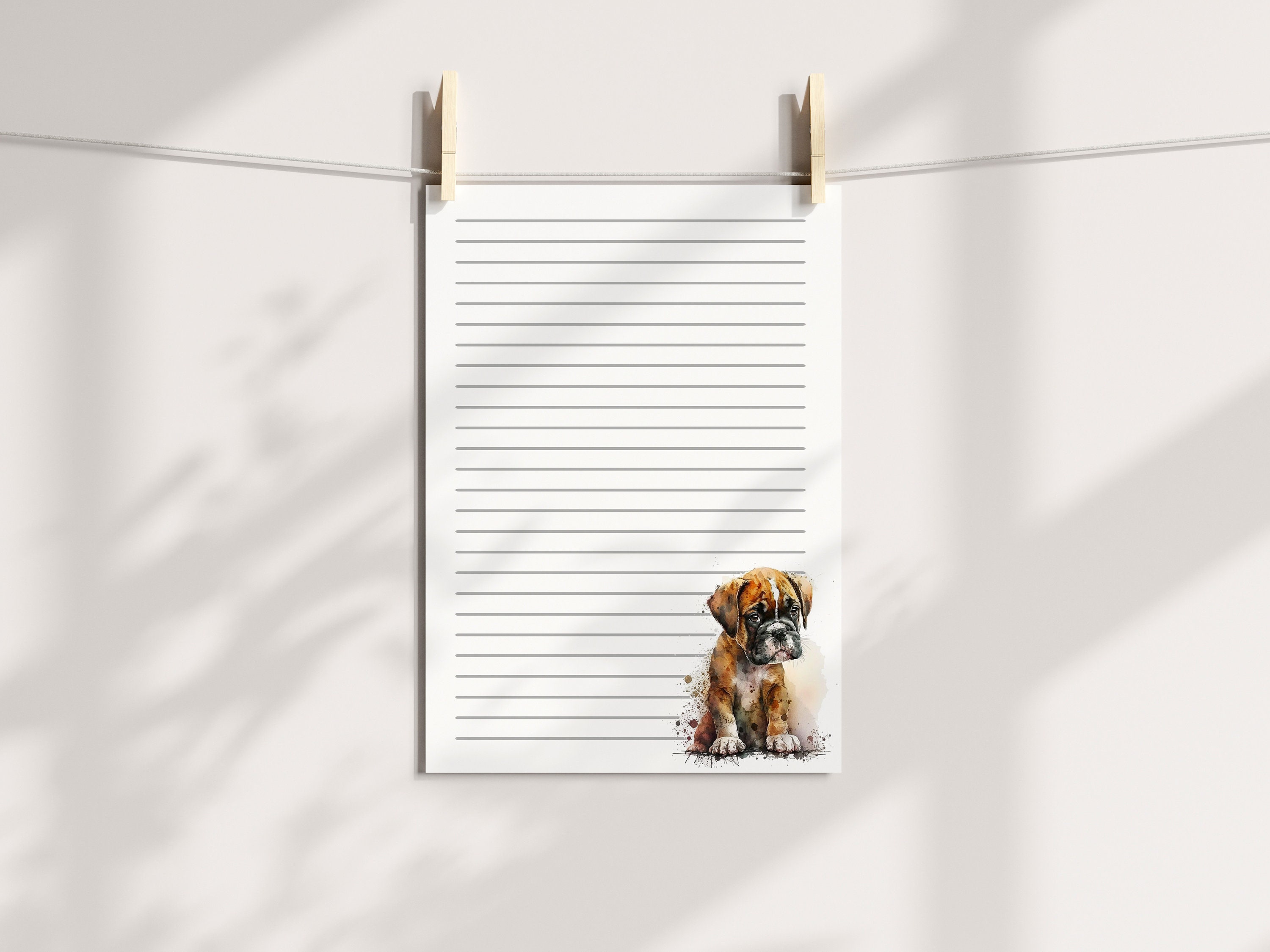 Printable Boxer Stationery Adorable Puppy Prints for Dog Lovers Writing ...