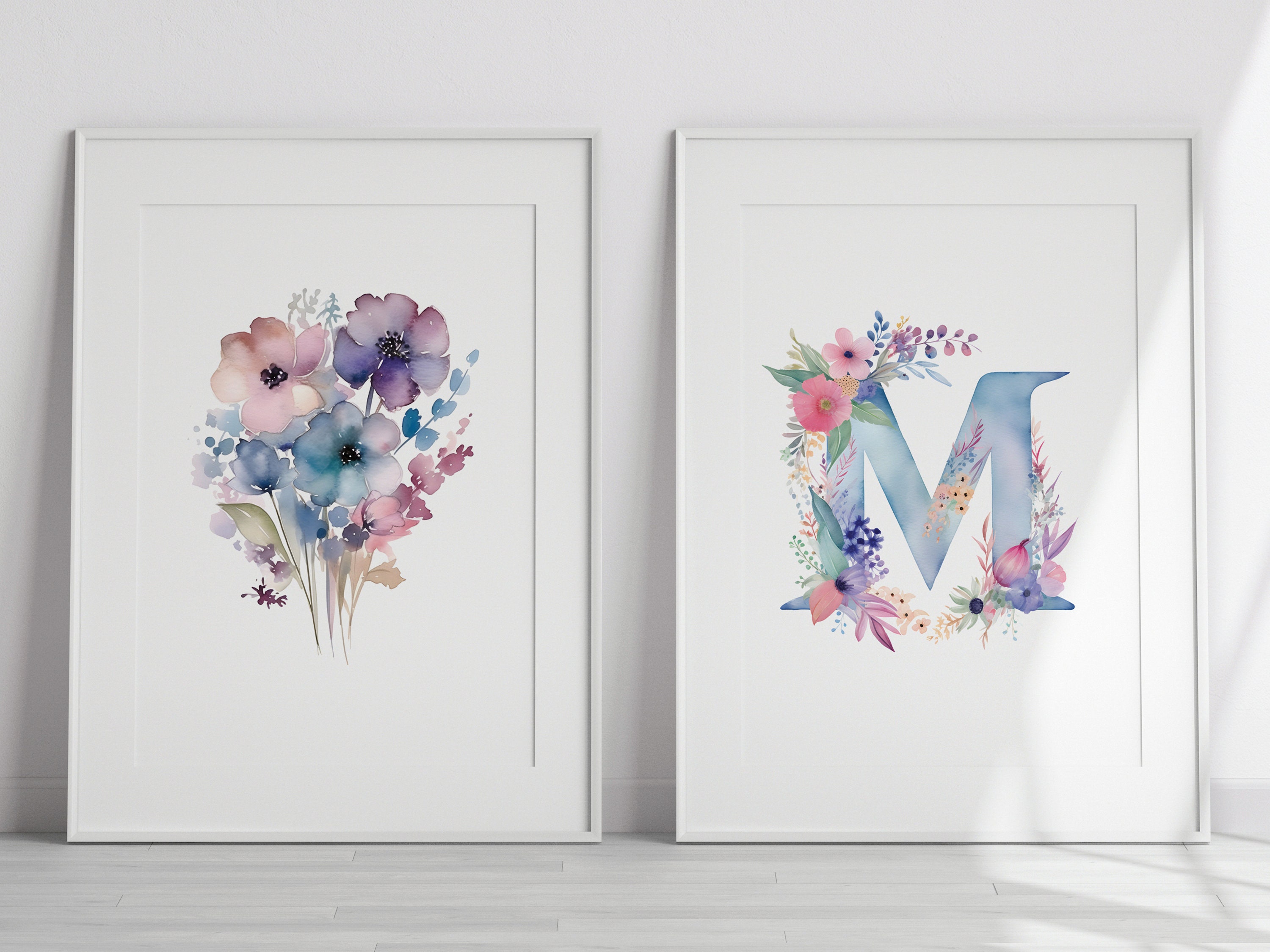 Cute Pink Alphabet Clip Art Full Set of Pngs Floral Initial Letters ...