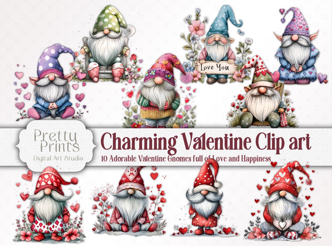Valentine Gnome Illustrations, Scandinavian Gonk Printable Download ...