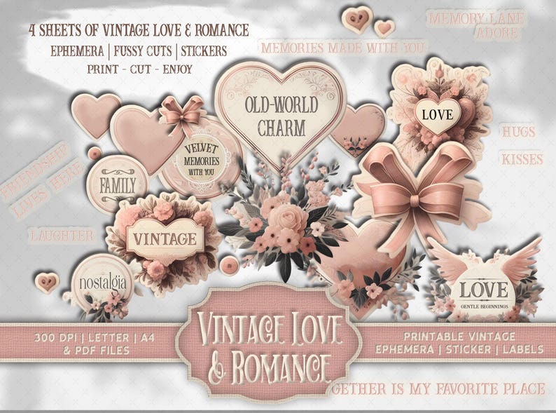 Love & Romance Ephemera: Printable Vintage Shabby Chic Labels, Fussy ...