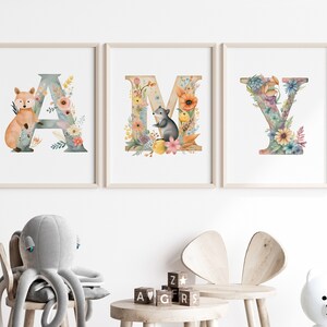 Woodland Friends Alphabet Floral Nursery ABC Prints, Download 26 ...