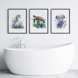 Set of 9 Wonderful Sea Creatures, Marine Life Poster, Whales and ...
